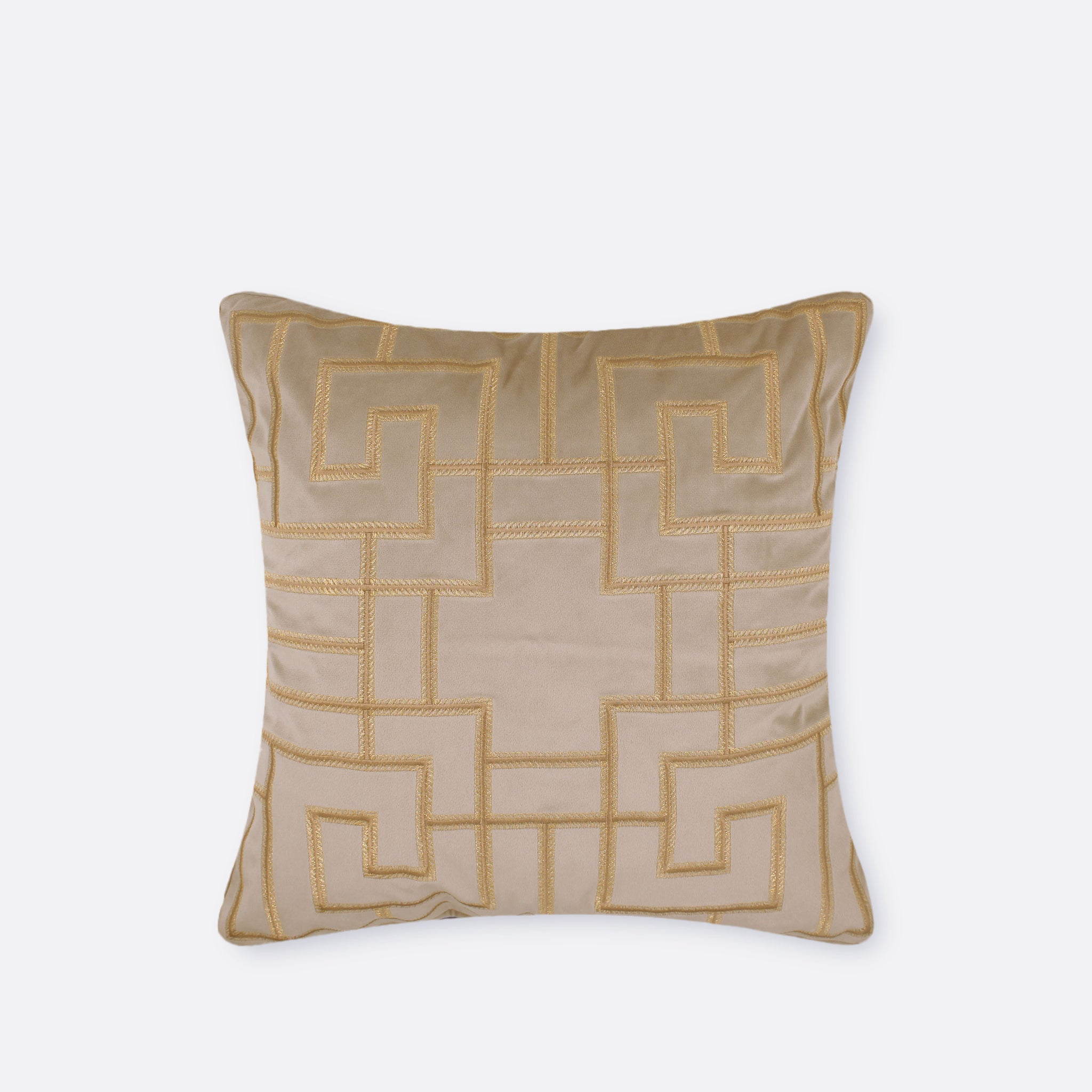 Beige Greek Key Cushion Cover