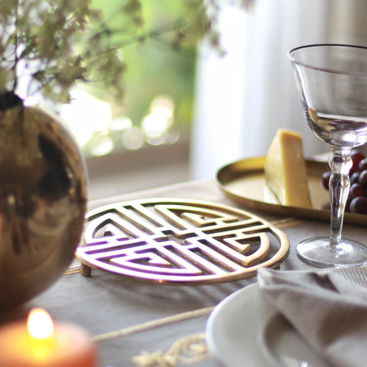 Gold Prosperity Trivet | Circular Metal Trivet in Gold Finish – The ...